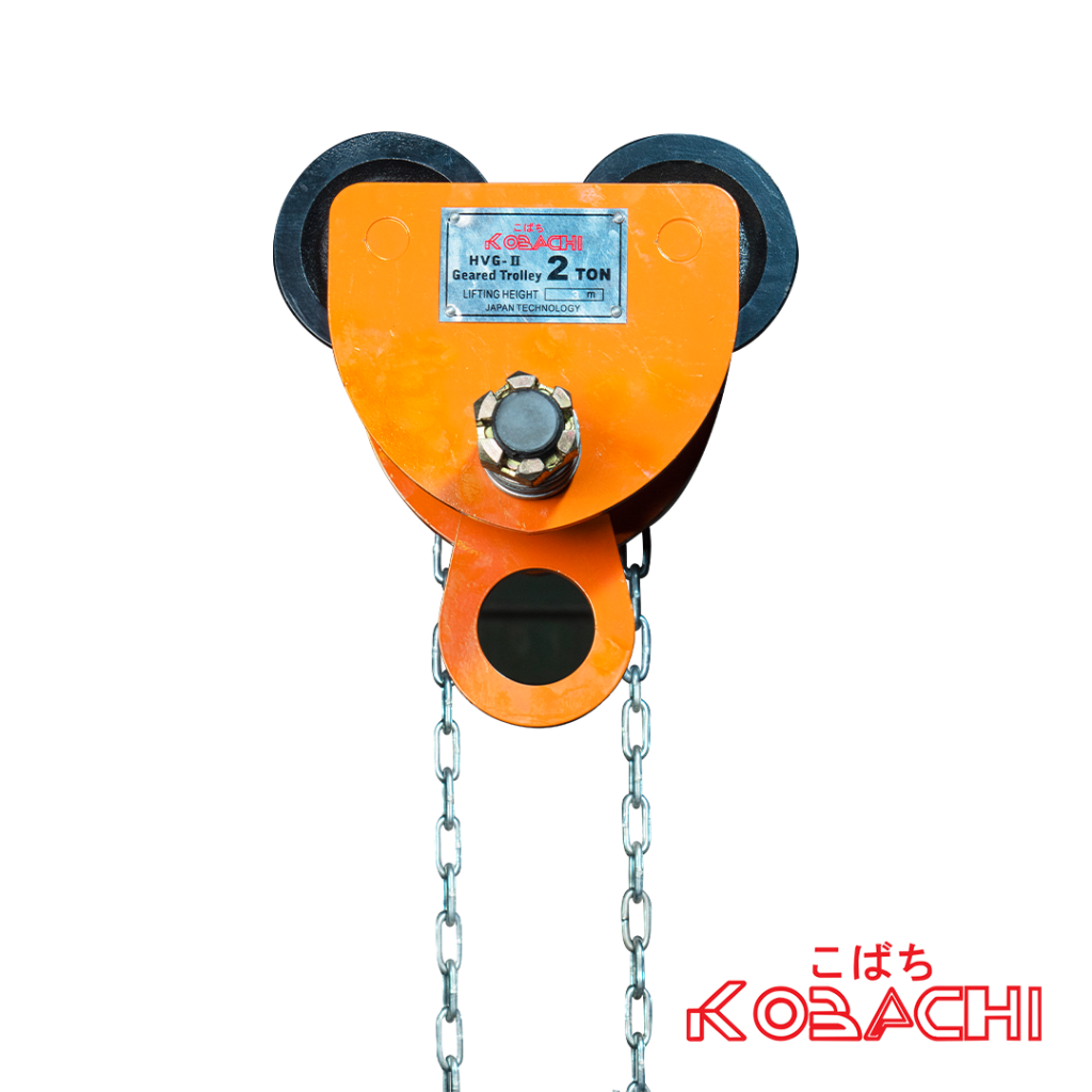 KOBACHI GEARED TROLLEY CHAIN BLOCK HOIST HVG-II 2 TON JAPAN TECHNOLOGY